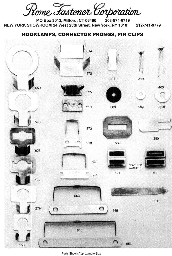 Hooklamps, Connector Prongs, and Pin Clips